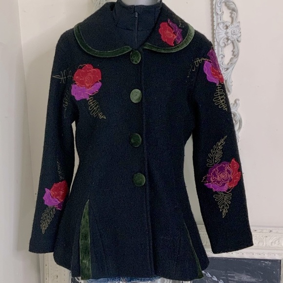 Carson | Jackets & Coats | Carson Floral Embroidered Pleated Jacket ...